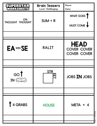 Brain Teasers (Free Printables) - Superstar Worksheets