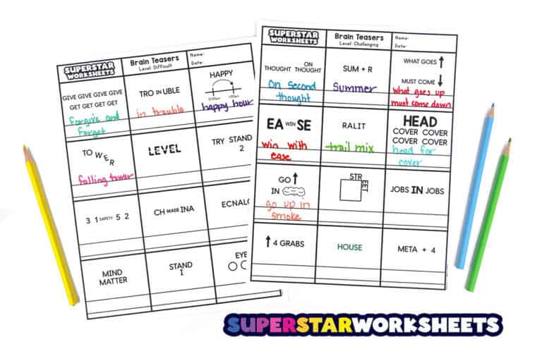 Brain Teasers (Free Printables) - Superstar Worksheets