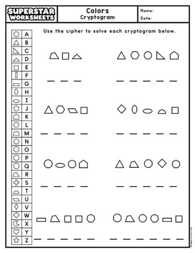 Cryptogram Puzzles (Free Printables) - Superstar Worksheets
