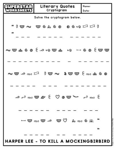 Cryptogram Puzzles (Free Printables) - Superstar Worksheets