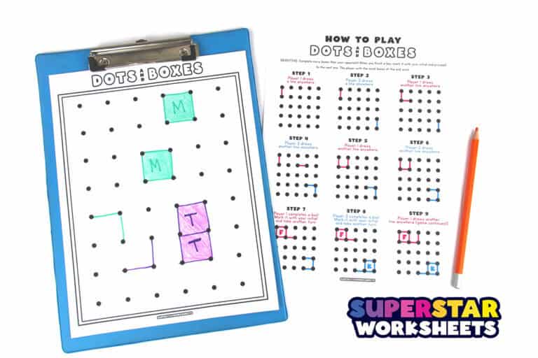 Dots and Boxes - Superstar Worksheets