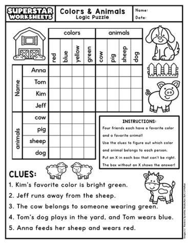 Logic Puzzles (Free Printables) - Superstar Worksheets