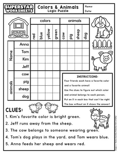 Logic Puzzles (Free Printables) - Superstar Worksheets