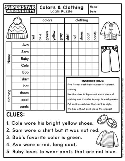 Logic Puzzles (Free Printables) - Superstar Worksheets