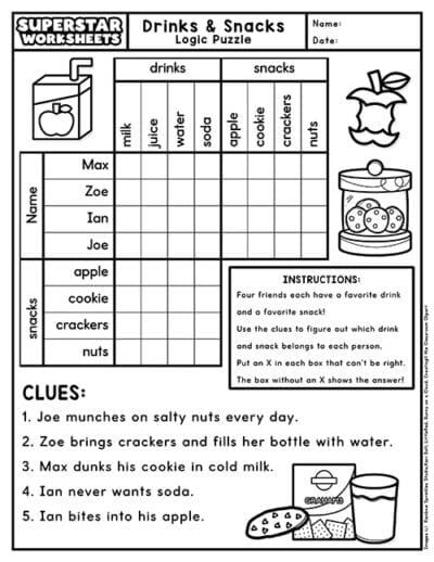 Logic Puzzles (Free Printables) - Superstar Worksheets