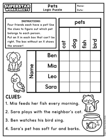 Logic Puzzles (Free Printables) - Superstar Worksheets