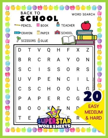 Kindergarten Word Search (Free Printables) - Superstar Worksheets
