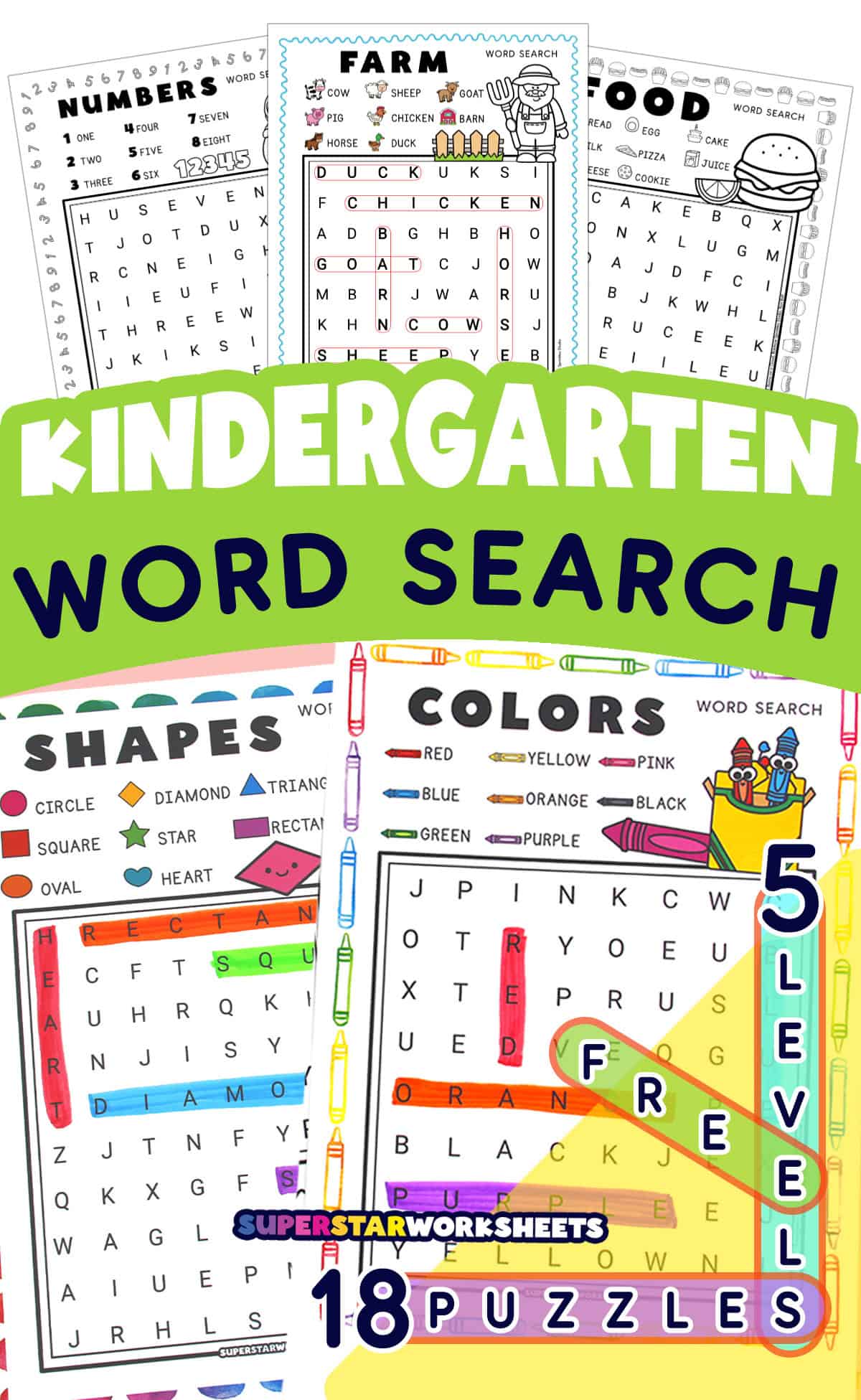 Kindergarten Word Search (Free Printables) - Superstar Worksheets