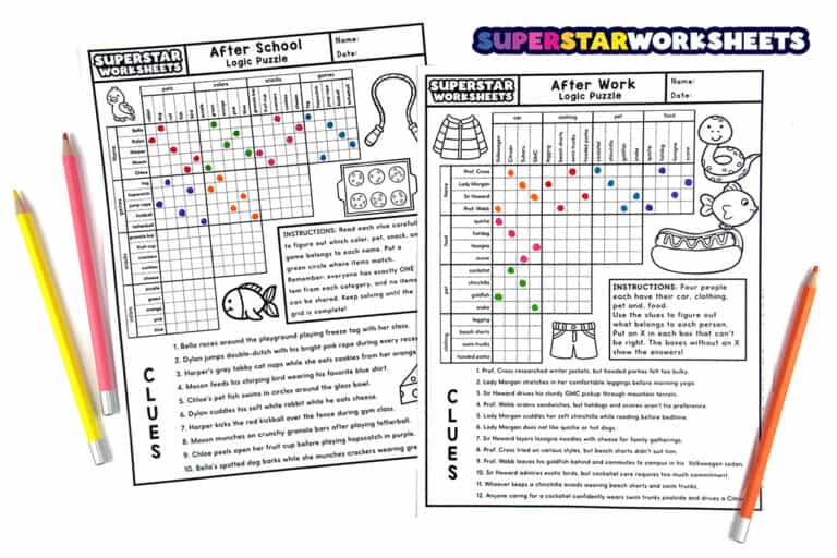 Logic Puzzles (Free Printables) - Superstar Worksheets