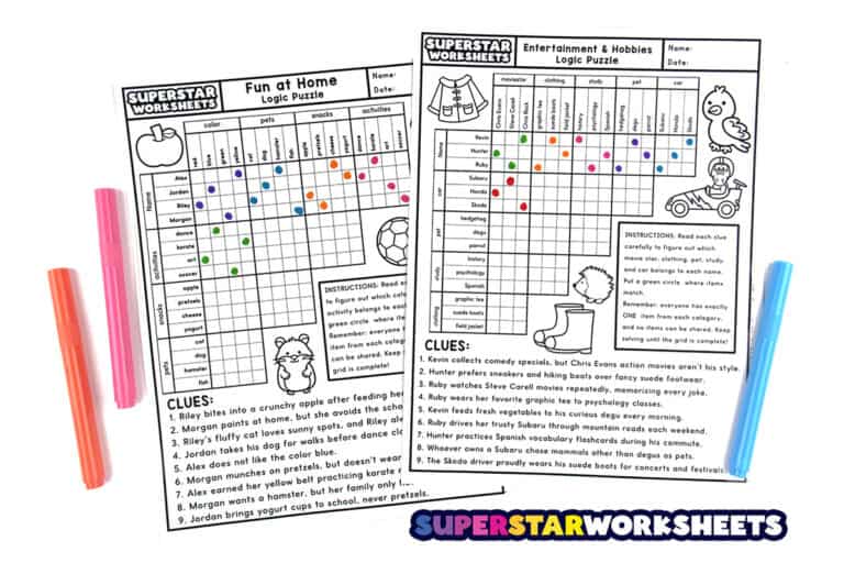 Logic Puzzles (Free Printables) - Superstar Worksheets