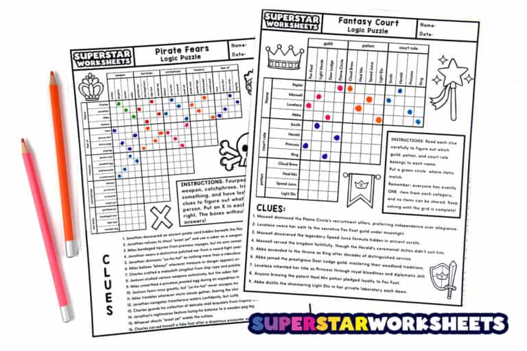 Logic Puzzles (Free Printables) - Superstar Worksheets