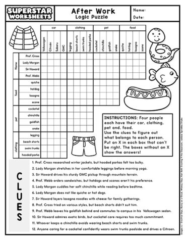 Logic Puzzles (Free Printables) - Superstar Worksheets
