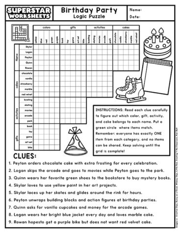 Logic Puzzles (Free Printables) - Superstar Worksheets