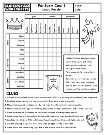 Logic Puzzles (Free Printables) - Superstar Worksheets