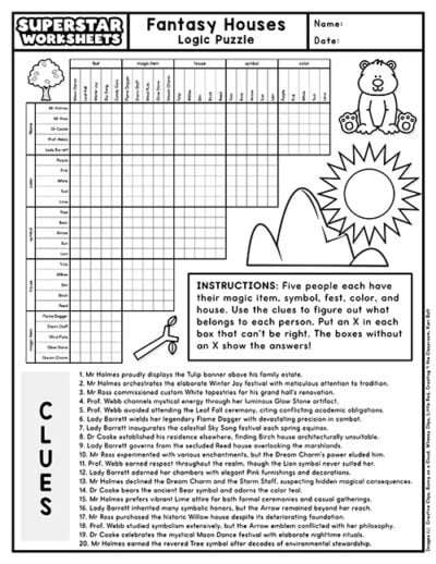 Logic Puzzles (Free Printables) - Superstar Worksheets