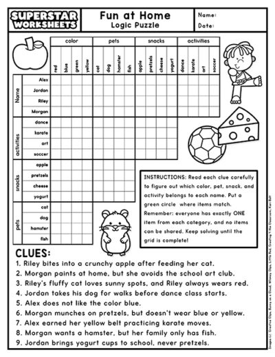 Logic Puzzles (Free Printables) - Superstar Worksheets