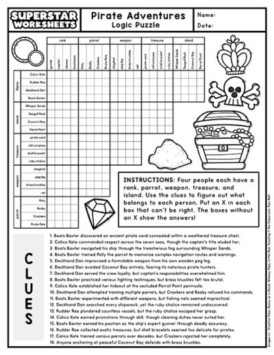 Logic Puzzles (Free Printables) - Superstar Worksheets