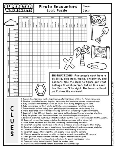Logic Puzzles (Free Printables) - Superstar Worksheets