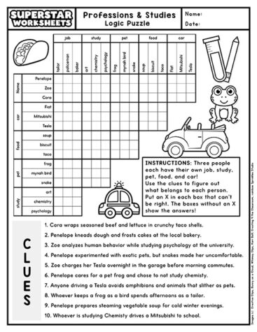 Logic Puzzles (Free Printables) - Superstar Worksheets