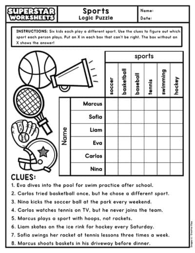 Logic Puzzles (Free Printables) - Superstar Worksheets