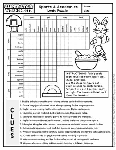 Logic Puzzles (Free Printables) - Superstar Worksheets