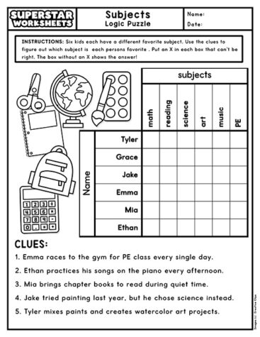 Logic Puzzles (Free Printables) - Superstar Worksheets