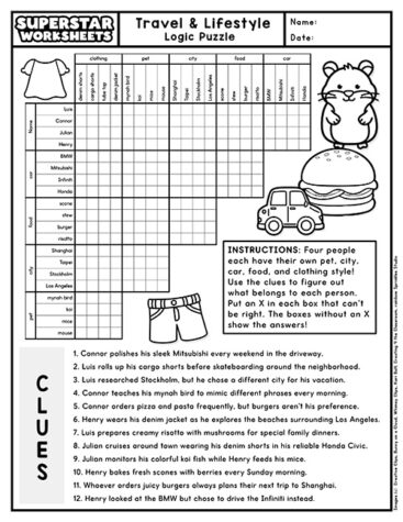 Logic Puzzles (Free Printables) - Superstar Worksheets
