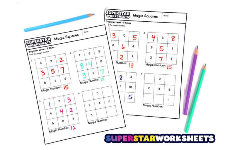 Magic Square Puzzles (Free Printables) - Superstar Worksheets