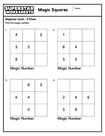 Magic Square Puzzles (Free Printables) - Superstar Worksheets