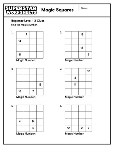 Magic Square Puzzles (Free Printables) - Superstar Worksheets