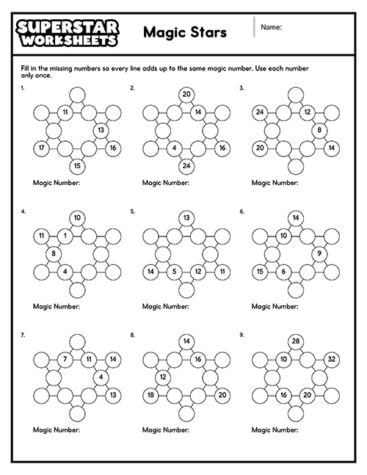 Magic Square Puzzles (Free Printables) - Superstar Worksheets