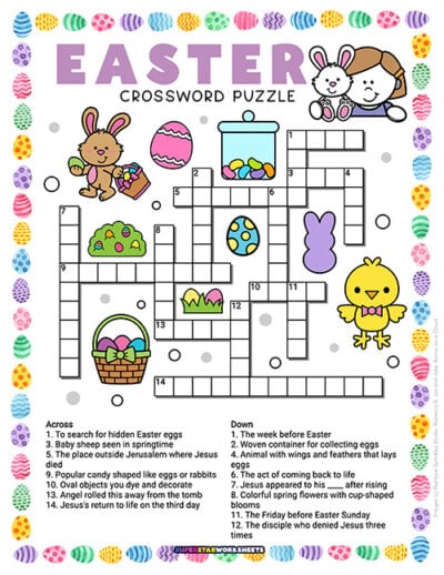 Easter Crossword Puzzles (Free Printables) - Superstar Worksheets