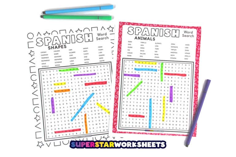 Spanish Word Search (Free Printables) - Superstar Worksheets