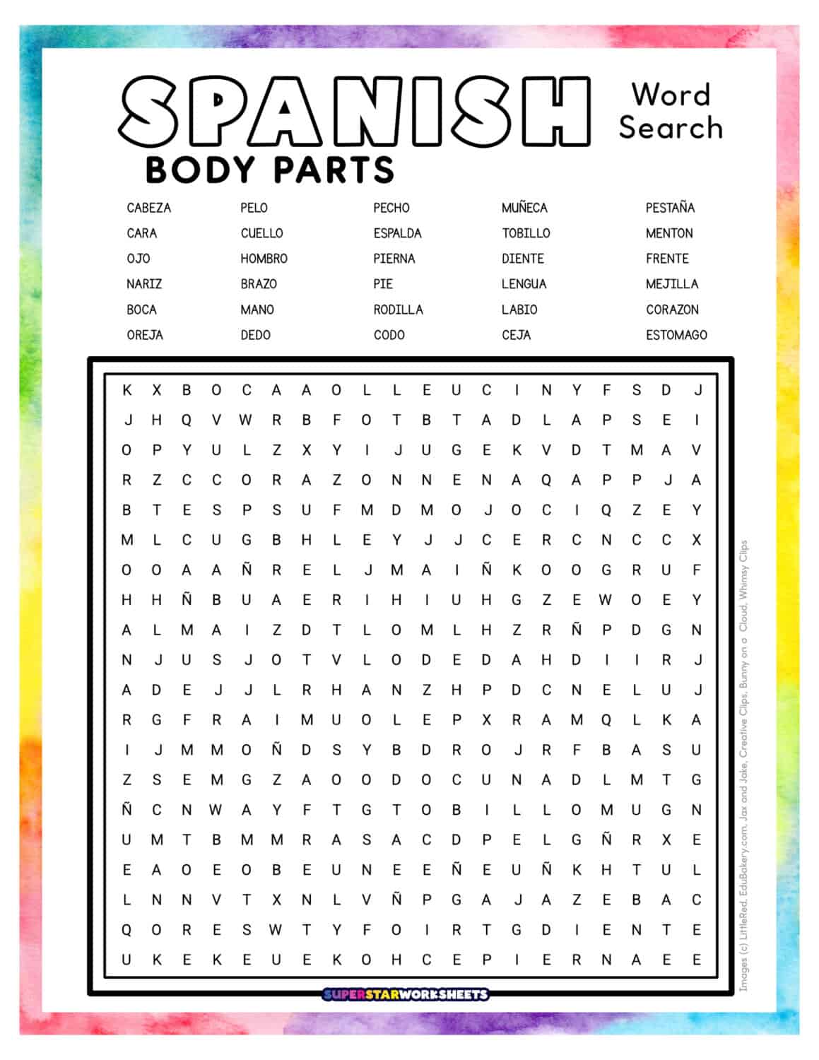 Spanish Word Search (Free Printables) - Superstar Worksheets