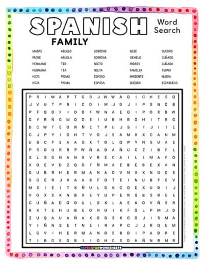 Spanish Word Search (Free Printables) - Superstar Worksheets