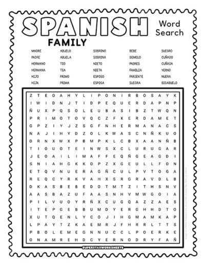 Spanish Word Search (Free Printables) - Superstar Worksheets