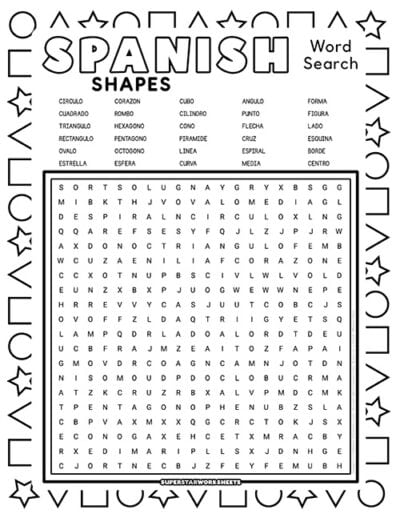 Spanish Word Search (Free Printables) - Superstar Worksheets