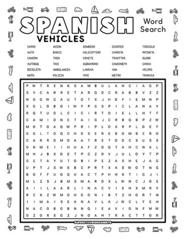 Spanish Word Search (Free Printables) - Superstar Worksheets