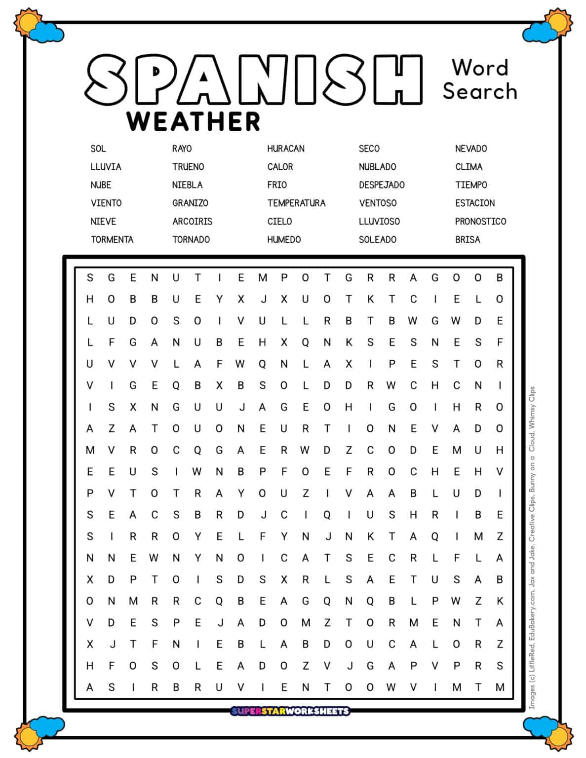 Spanish Word Search (Free Printables) - Superstar Worksheets