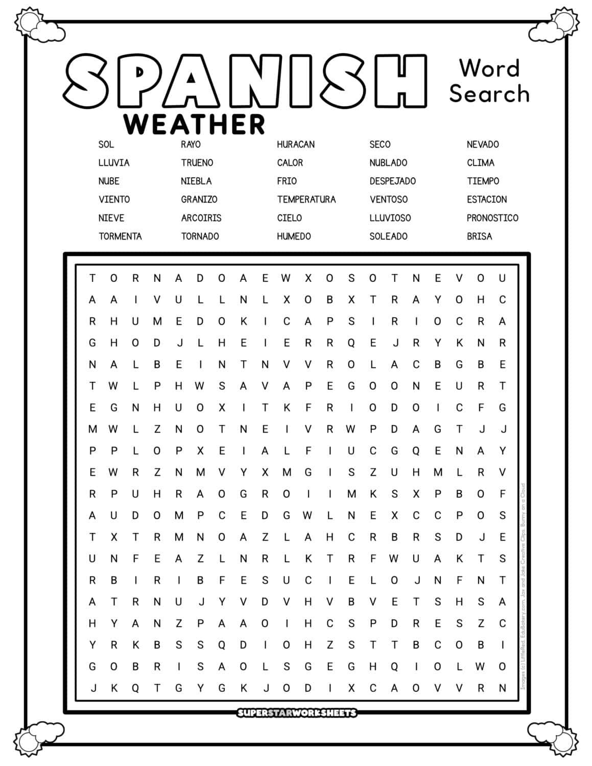 Spanish Word Search (Free Printables) - Superstar Worksheets