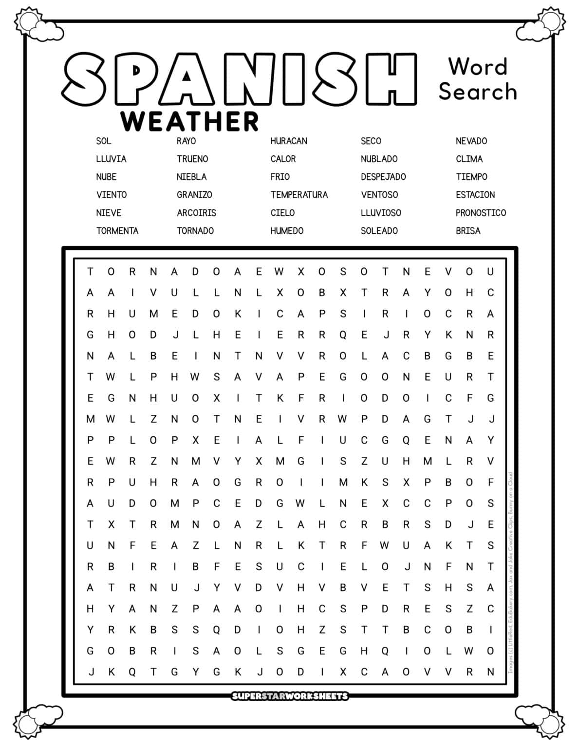 Spanish Word Search (Free Printables) - Superstar Worksheets
