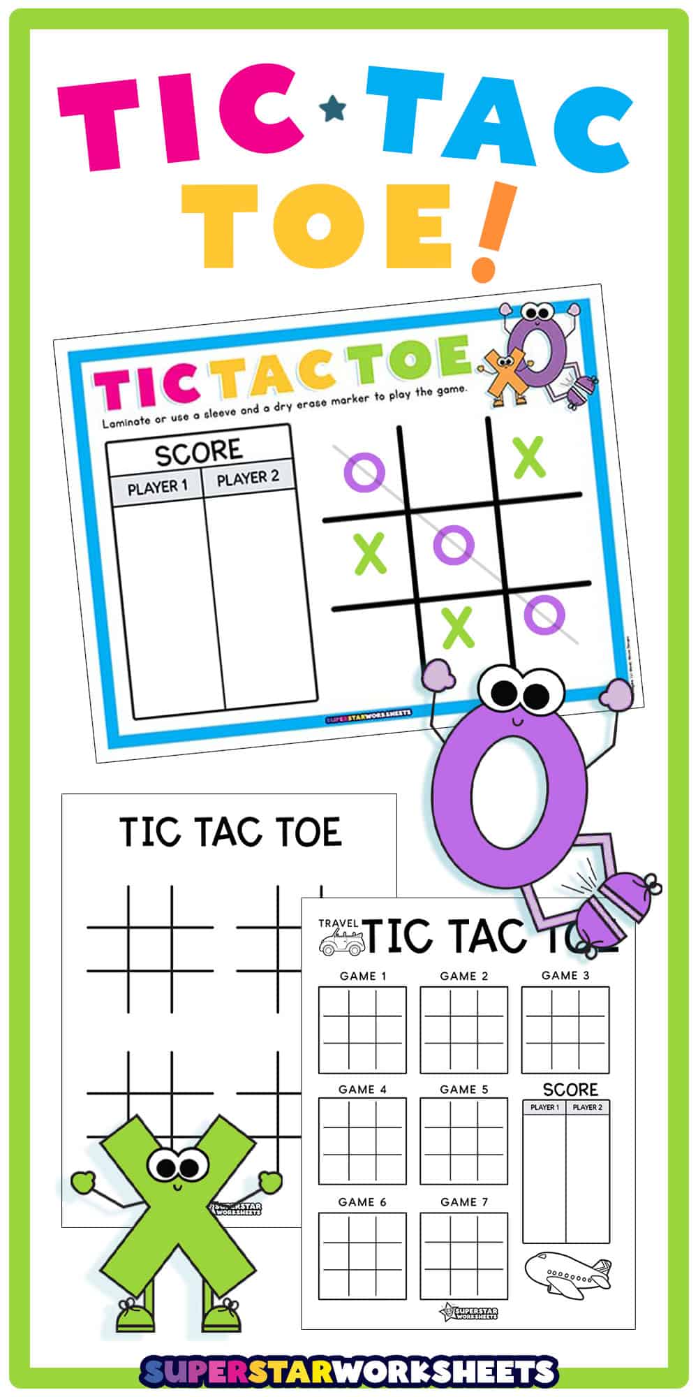 Tic Tac Toe (Free Printables) - Superstar Worksheets