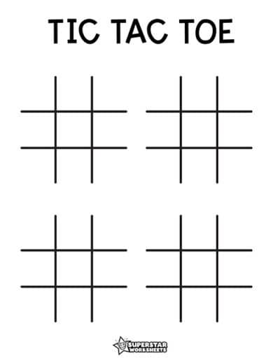 Tic Tac Toe (Free Printables) - Superstar Worksheets