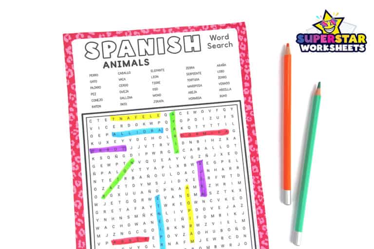 Spanish Word Search (Free Printables) - Superstar Worksheets