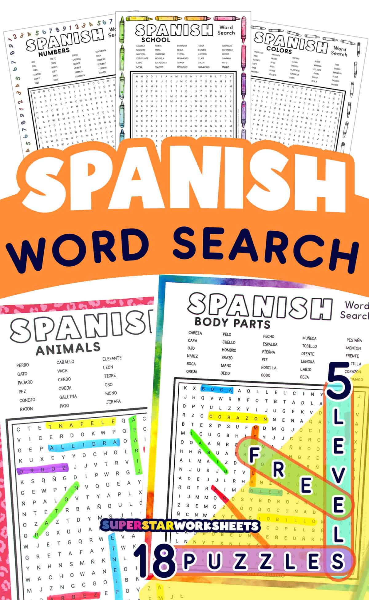 Spanish Word Search (Free Printables) - Superstar Worksheets