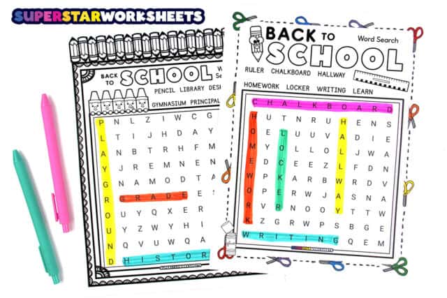 Back to School Word Search - Superstar Worksheets