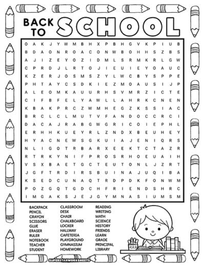 Back to School Word Search - Superstar Worksheets
