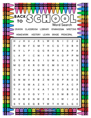 Back to School Word Search (Free Printables) - Superstar Worksheets
