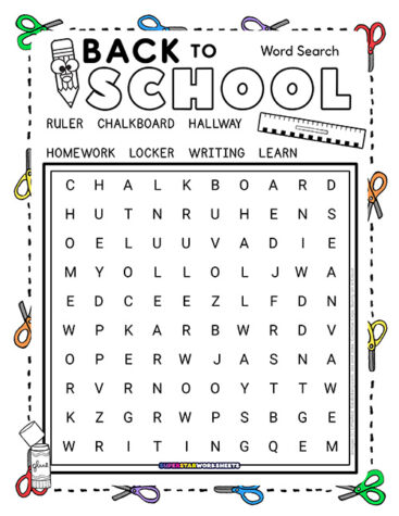 Back to School Word Search (Free Printables) - Superstar Worksheets