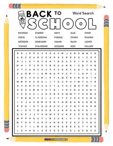Back to School Word Search (Free Printables) - Superstar Worksheets